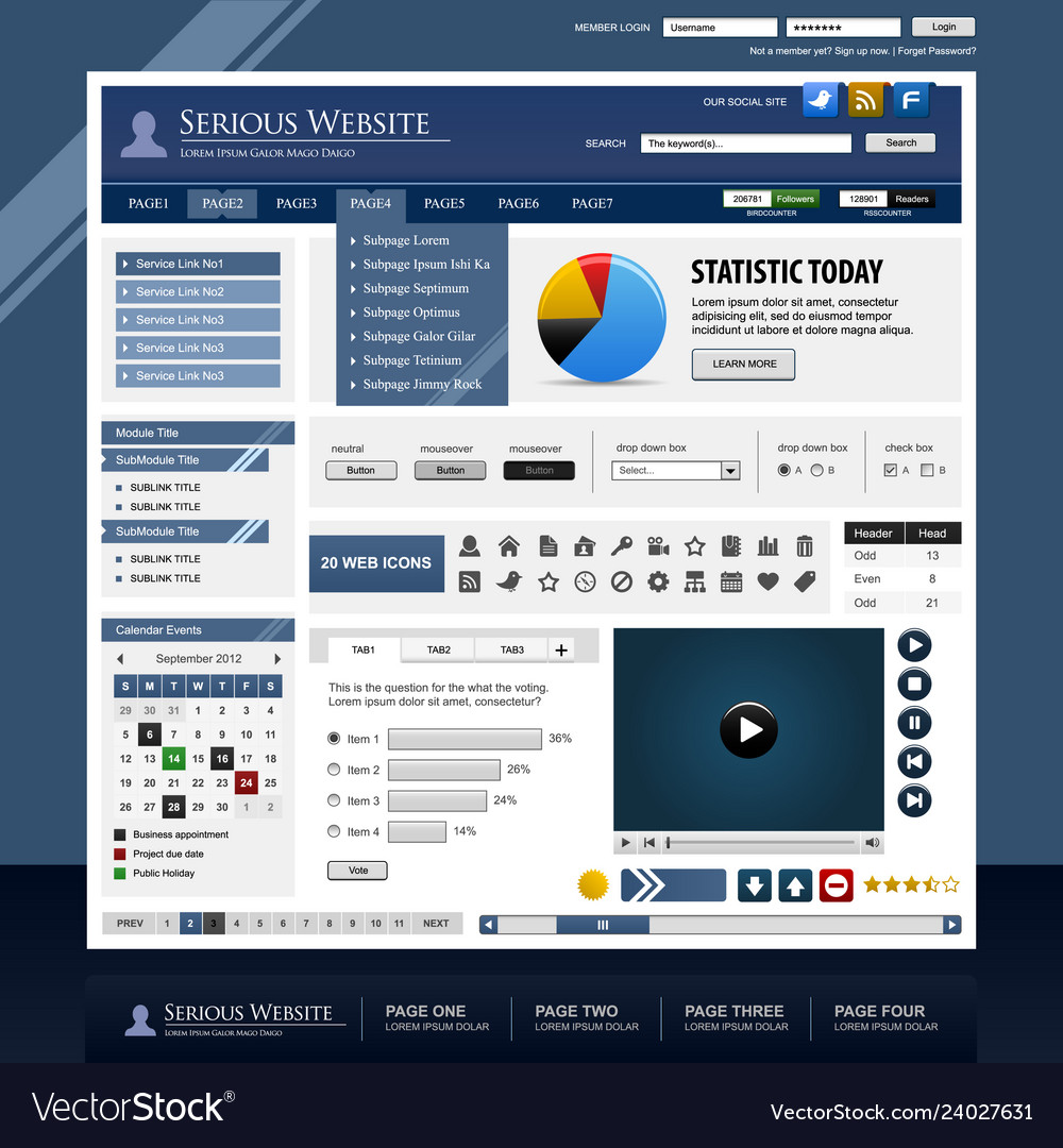 Web design element template a complete set Vector Image