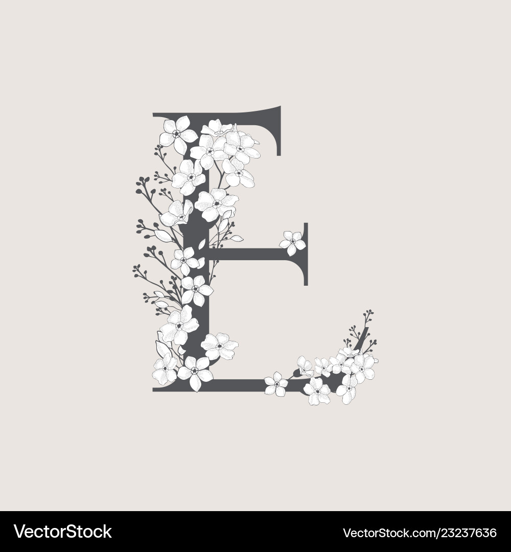 Blooming floral initial e monogram and logo Vector Image