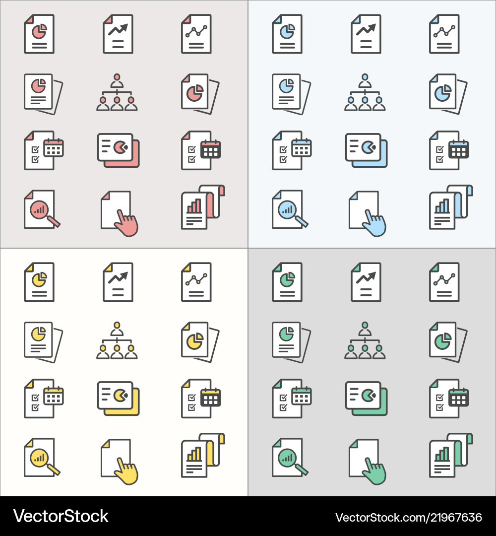 Business report flat line icons for graphic Vector Image