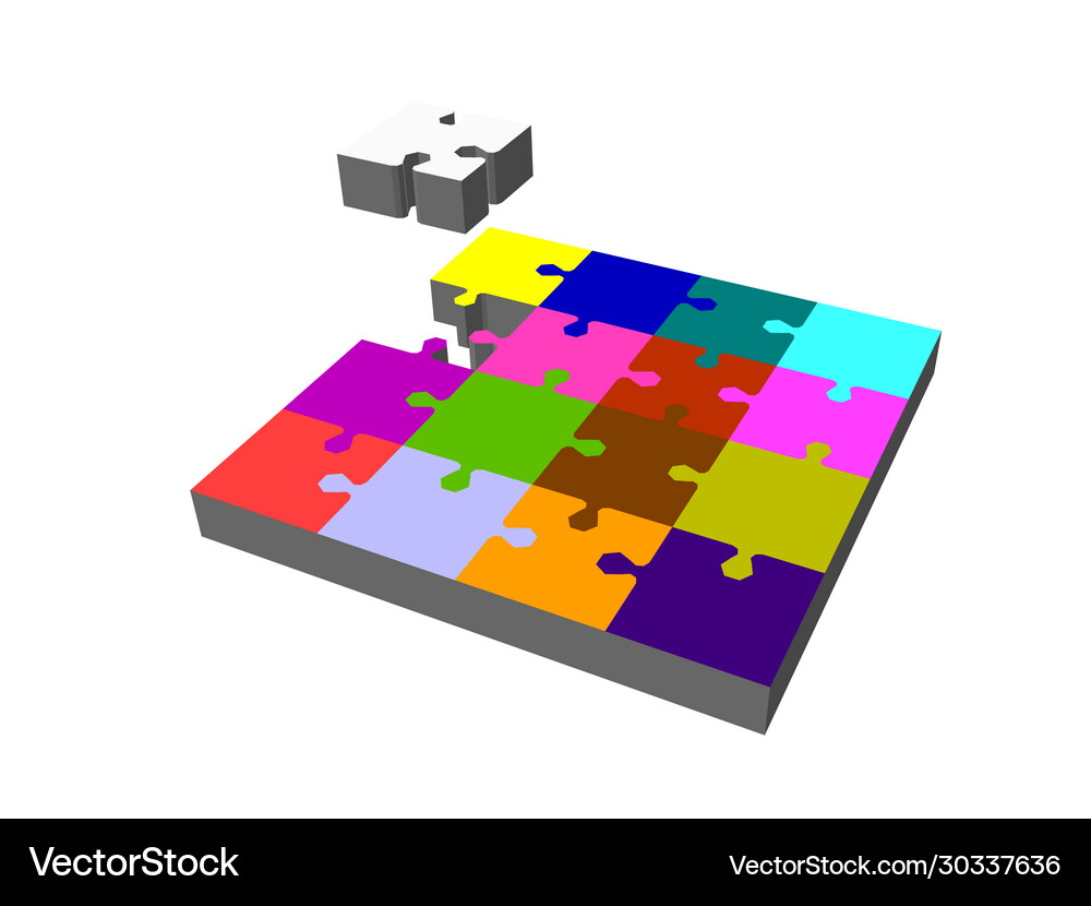 Disconnected puzzle isolated on white 3d colorful Vector Image
