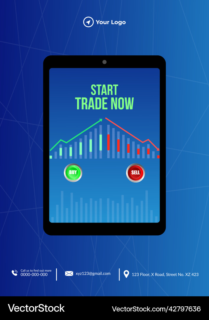 Flyer design of start trade now Royalty Free Vector Image