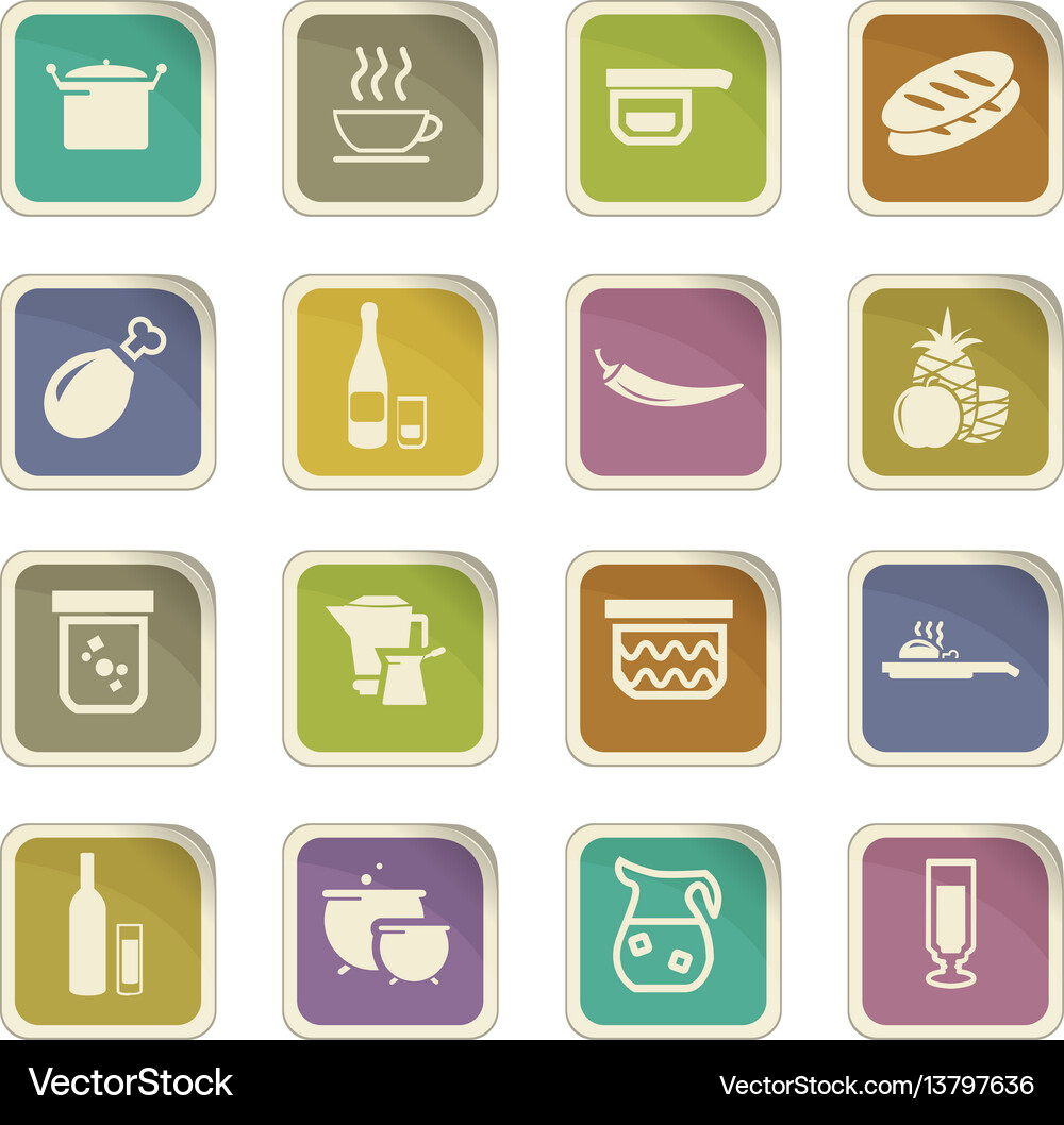 Food and kitchen icons set Royalty Free Vector Image