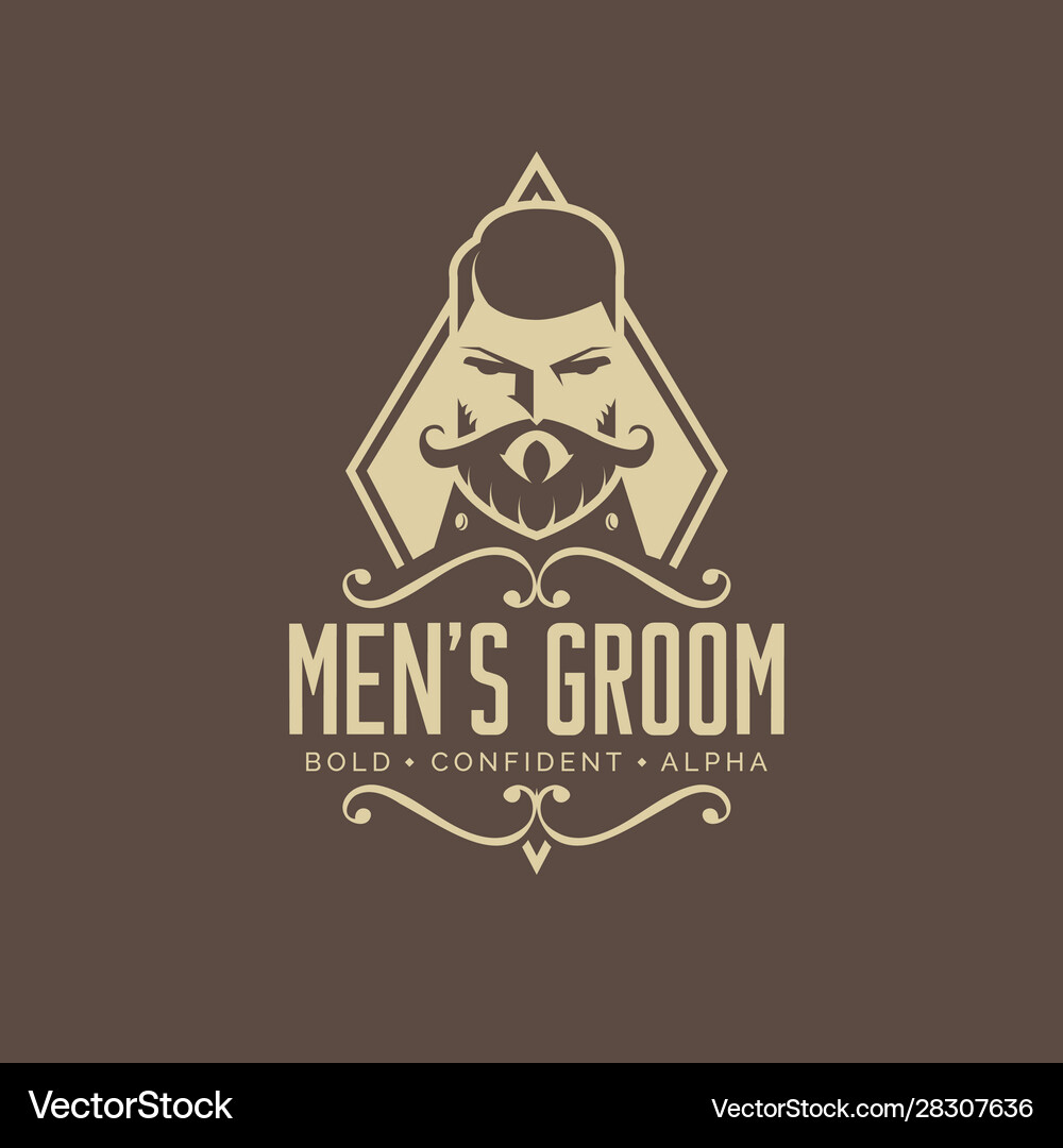 Meens groom logo design vintage Royalty Free Vector Image