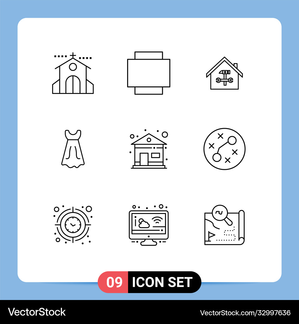 Modern set 9 outlines pictograph home Royalty Free Vector