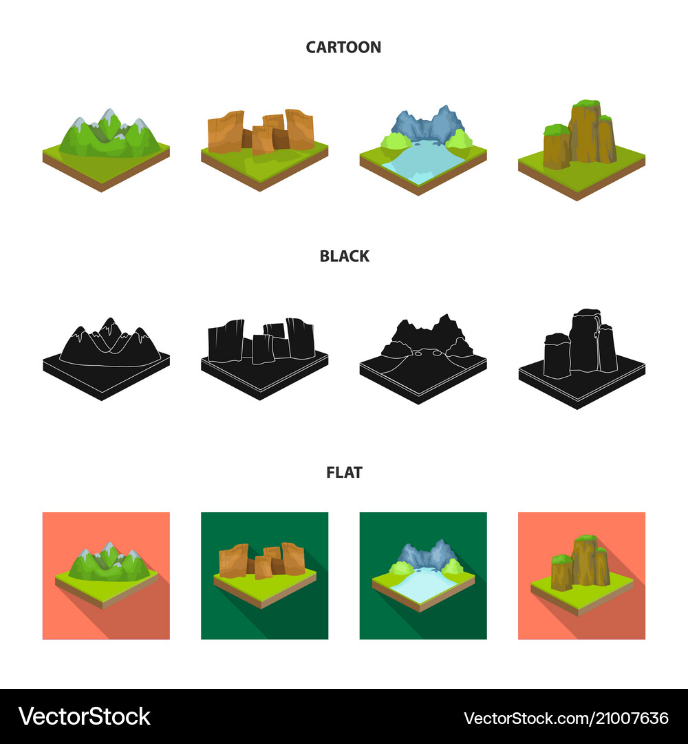 Mountains rocks and landscape relief and Vector Image