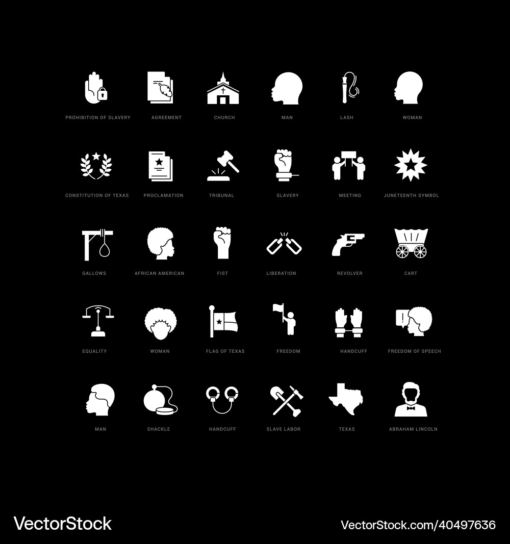 Set of simple icons juneteenth Royalty Free Vector Image