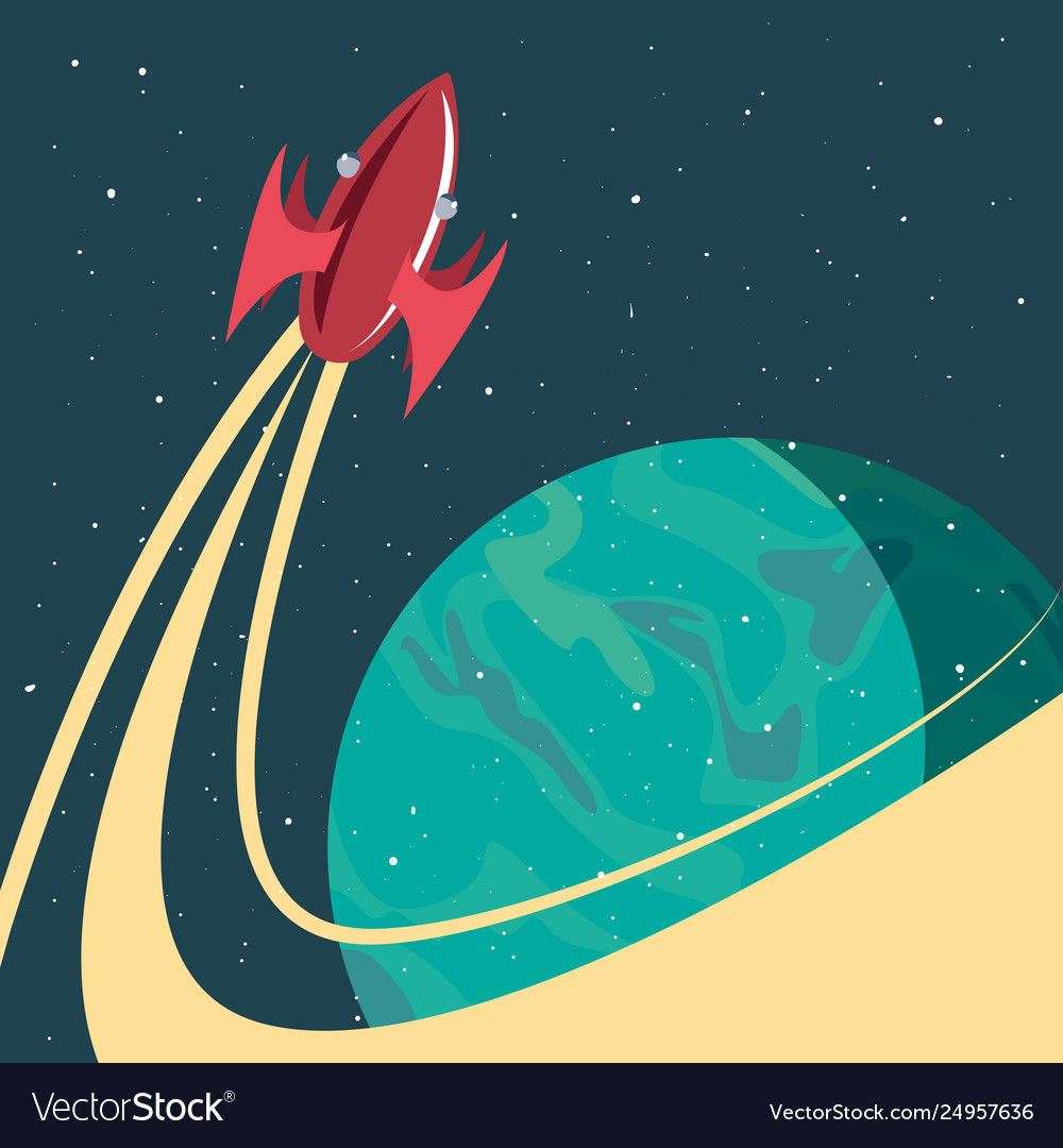 Space rocket flying Royalty Free Vector Image - VectorStock