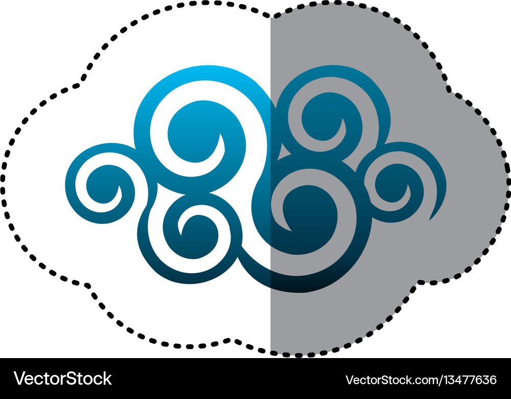 Sticker shading blue cloud spirals and swirls Vector Image