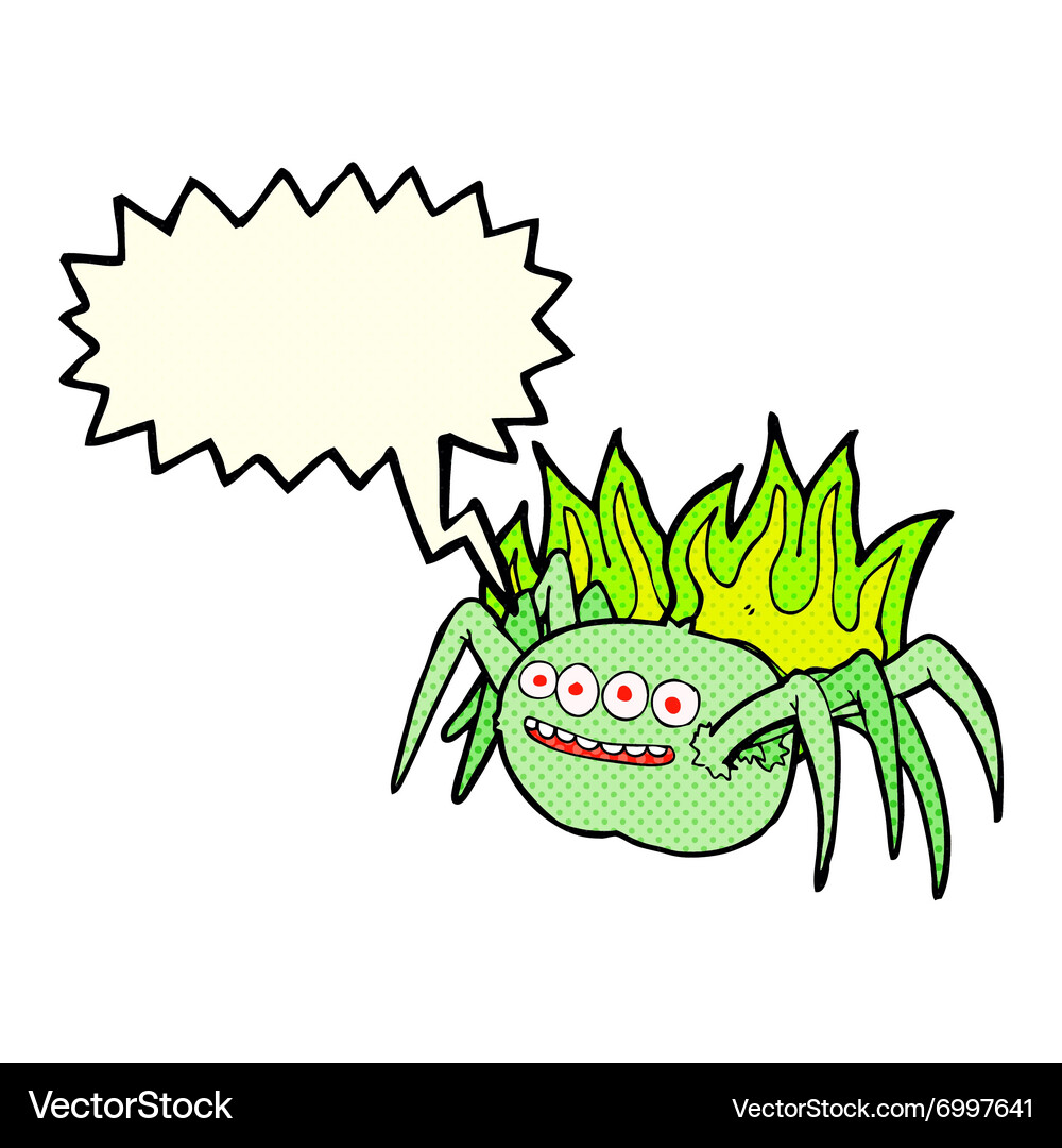 Cartoon spooky spider with speech bubble Vector Image