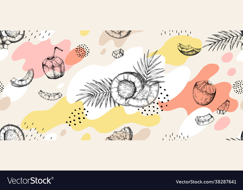 Doodle coco pattern hand drawn seamless texture Vector Image