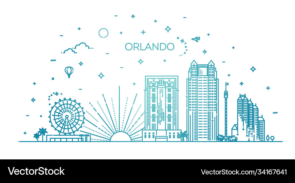 Florida linear banner orlando city Royalty Free Vector Image