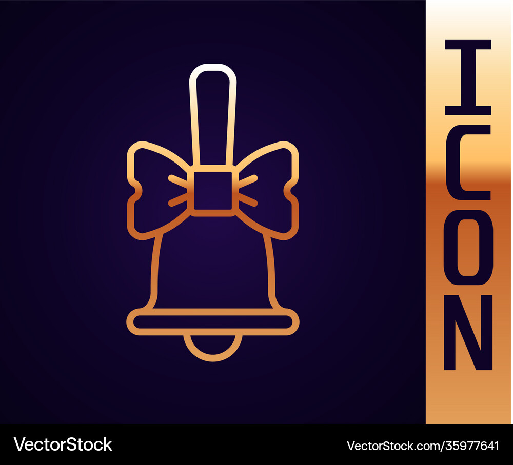 Gold line merry christmas ringing bell icon Vector Image