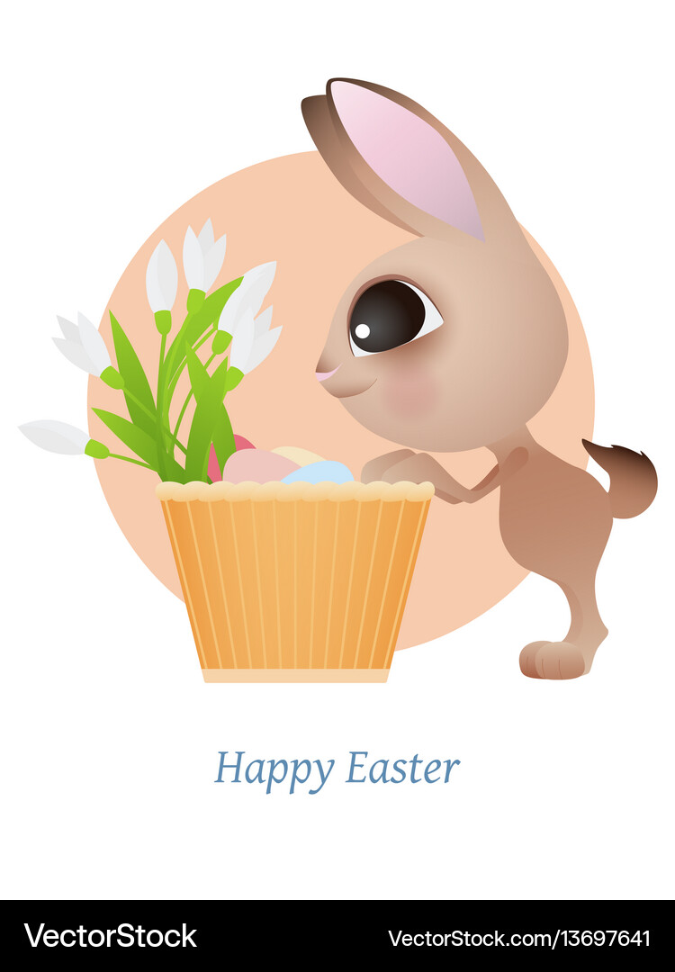 Greeting card with easter rabbit funny easter Vector Image