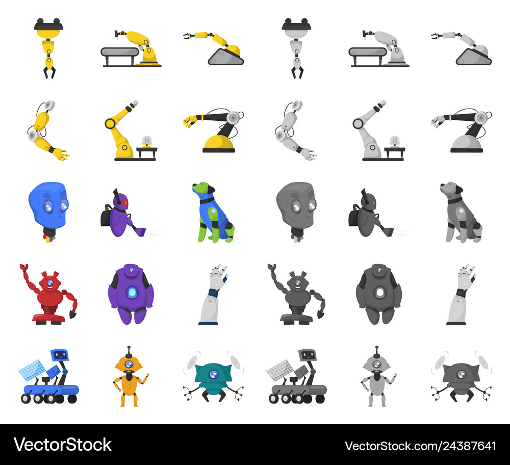 Robot and factory symbol Royalty Free Vector Image