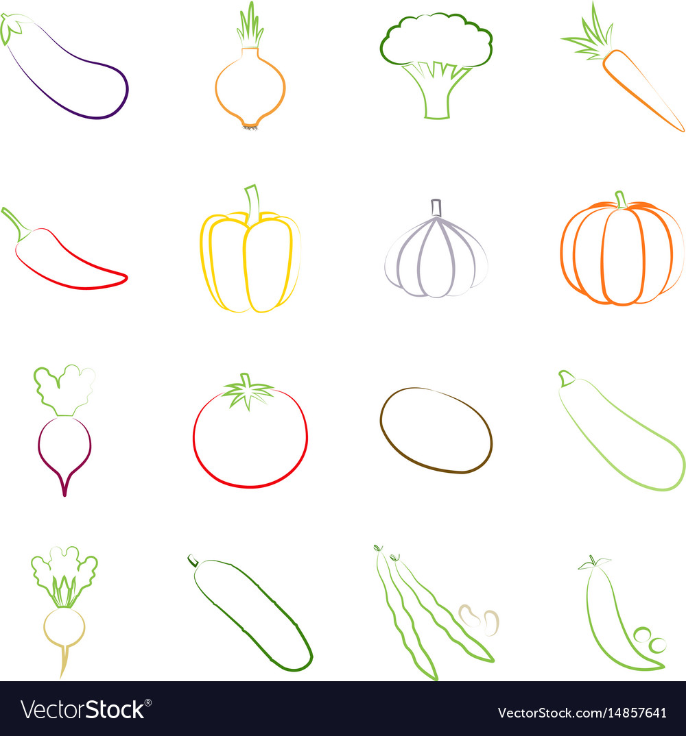 Set of outlines vegetables Royalty Free Vector Image