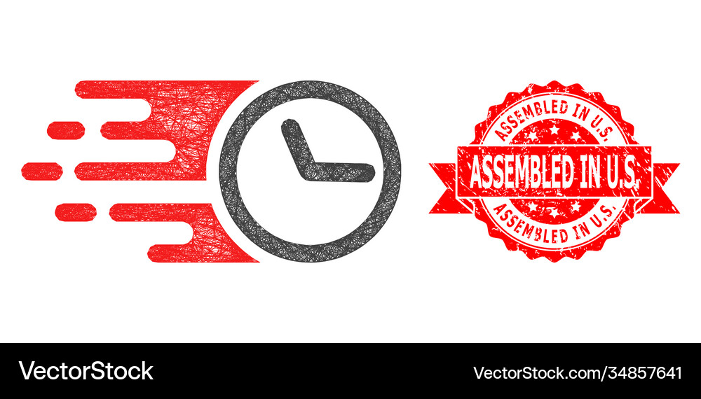 Textured assembled in us stamp and net clock Vector Image
