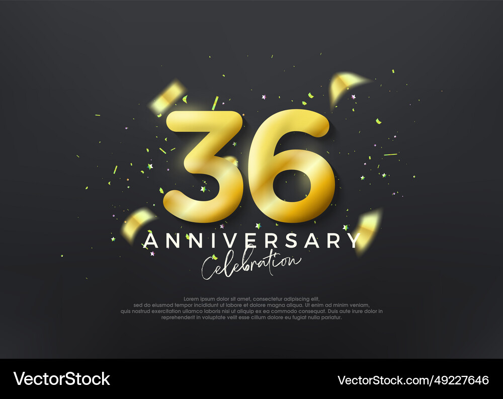 36th anniversary numbers gold luxury background Vector Image