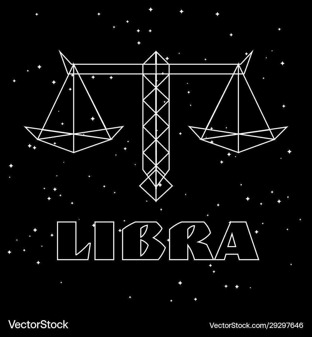 Abstract polygonal zodiac sign libra on black Vector Image