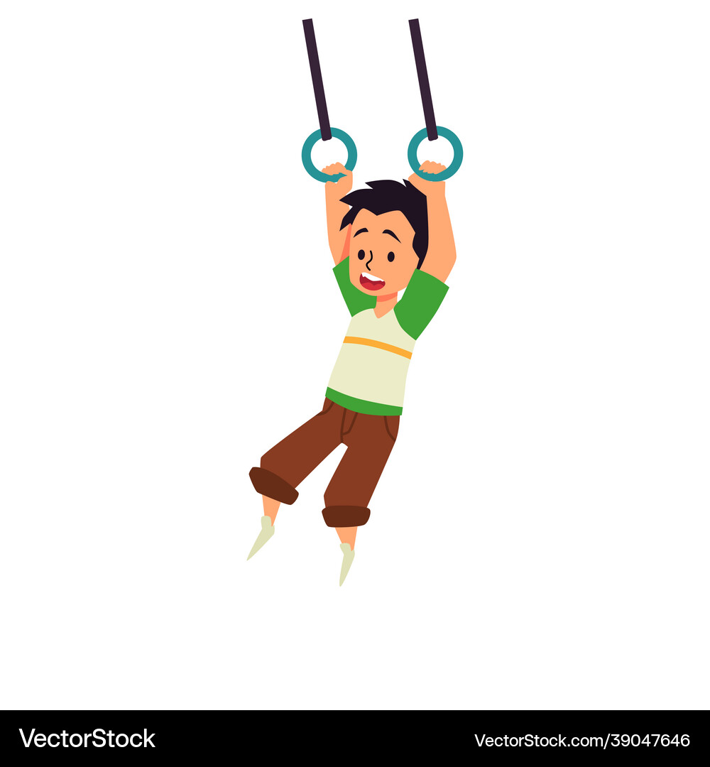 Child swinging on rope ring swings flat Royalty Free Vector