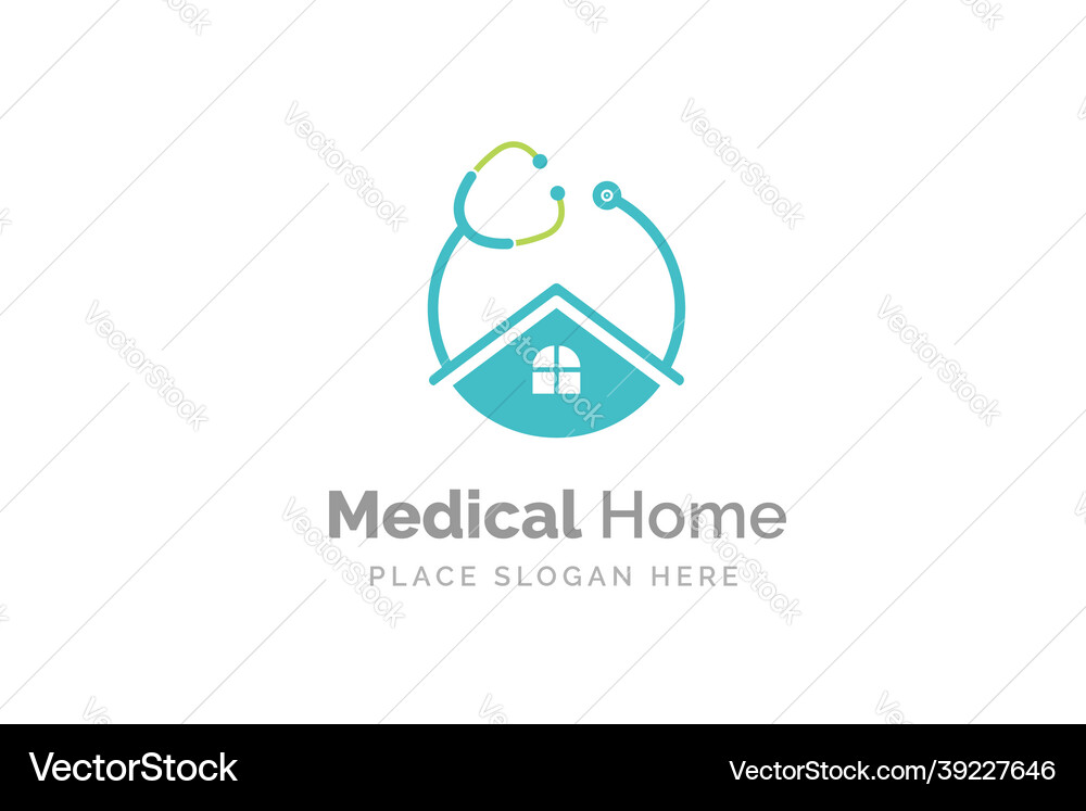 Doctor home logo design with stethoscope icon Vector Image