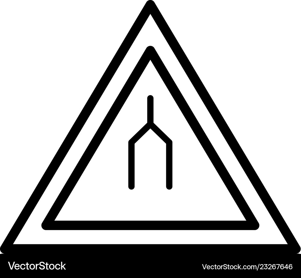 Dual carriageway ends road sign icon Royalty Free Vector
