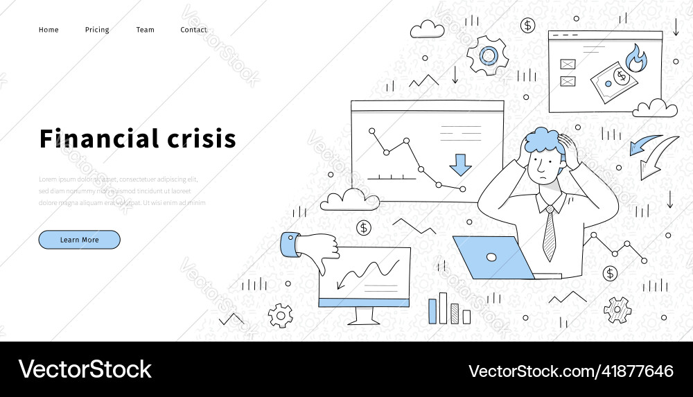 Financial crisis economic decrease banner Vector Image