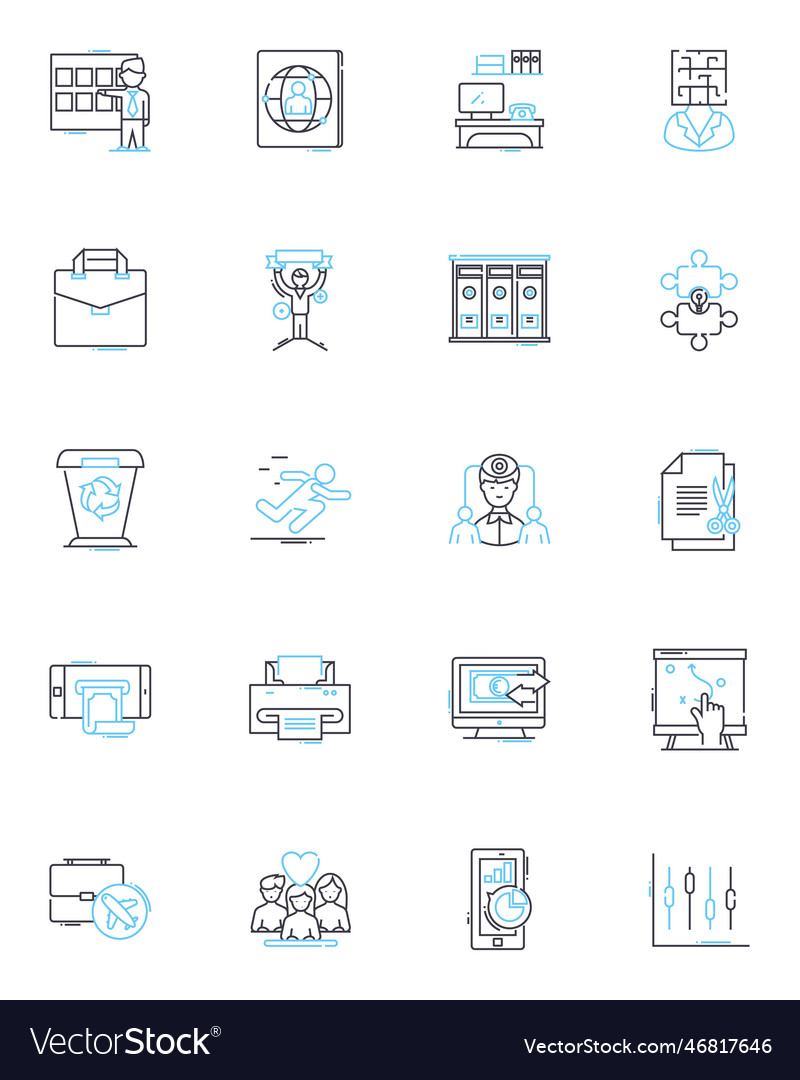 Fiscal management linear icons set budgeting Vector Image Fiscal management linear icons set budgeting Vector Image