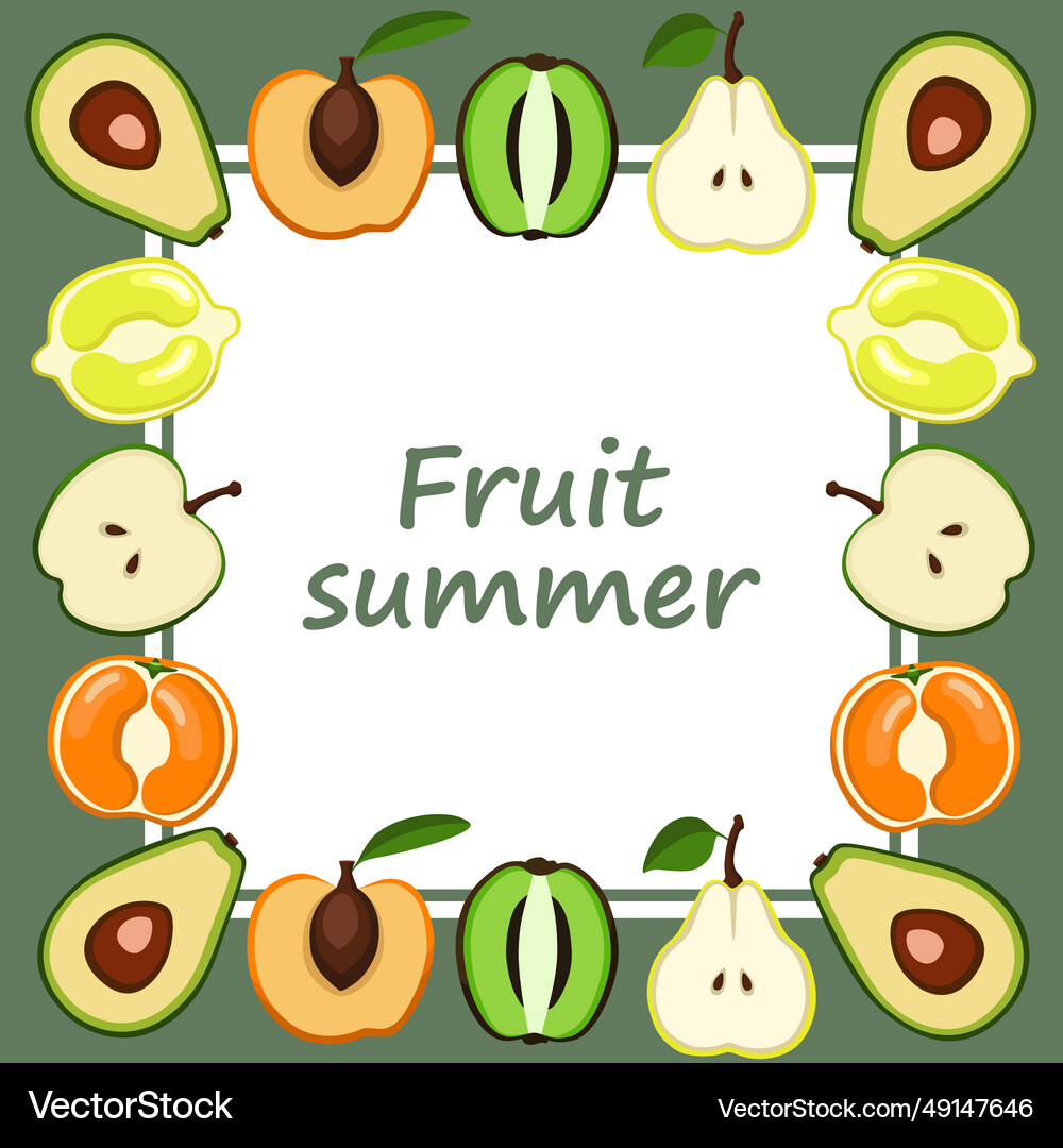 Frame with cut fruits for post inscription Vector Image