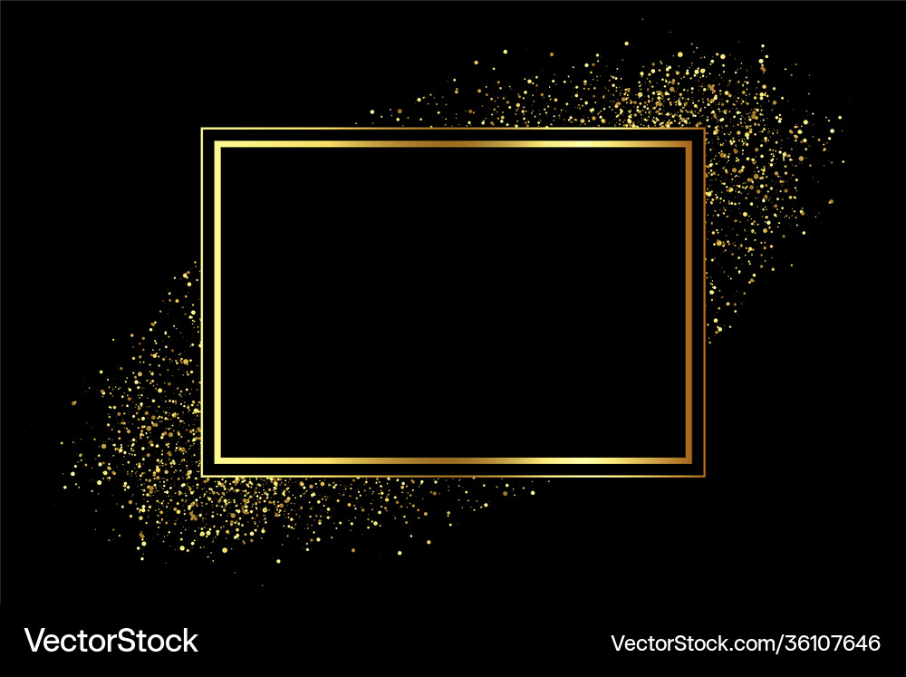 Golden frame with glitter scatter Royalty Free Vector Image