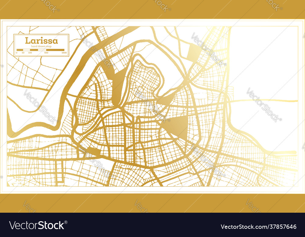 Larissa greece city map in retro style golden Vector Image