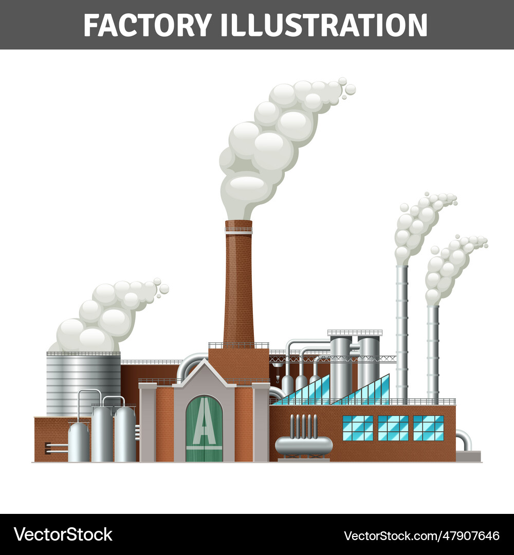 Realistic factory factory Royalty Free Vector Image