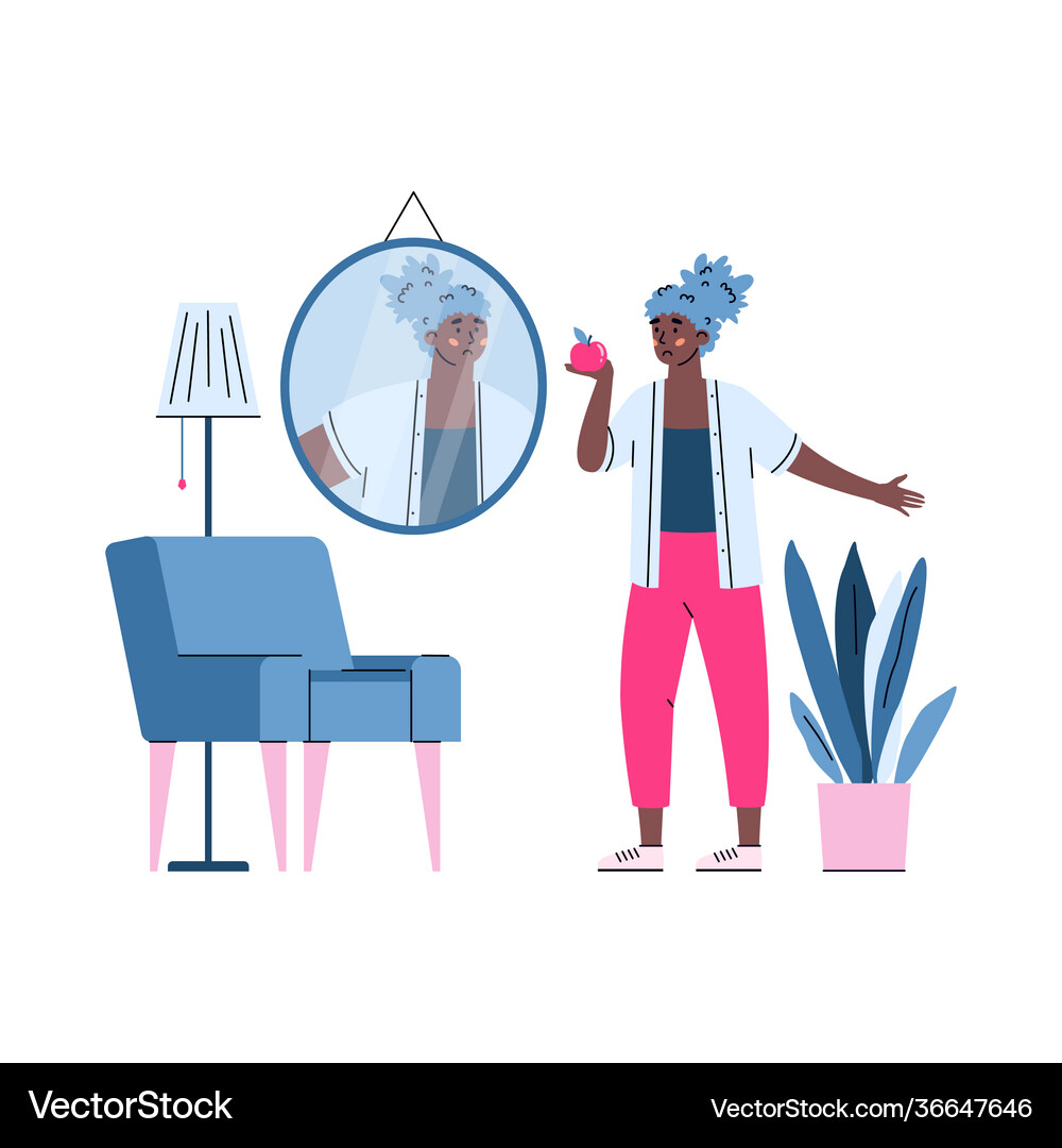 Sad girl with negative self assessment looking Vector Image