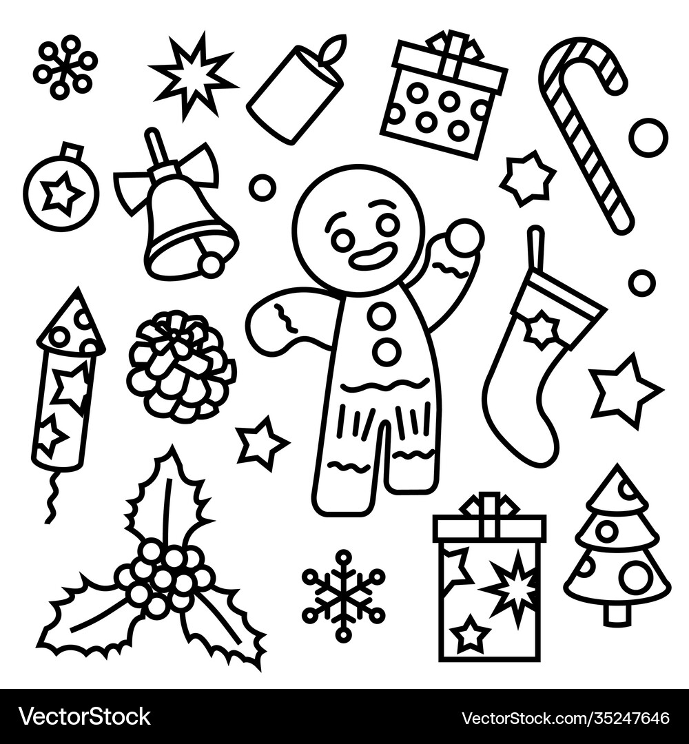 Set christmas symbols new year decorations Vector Image