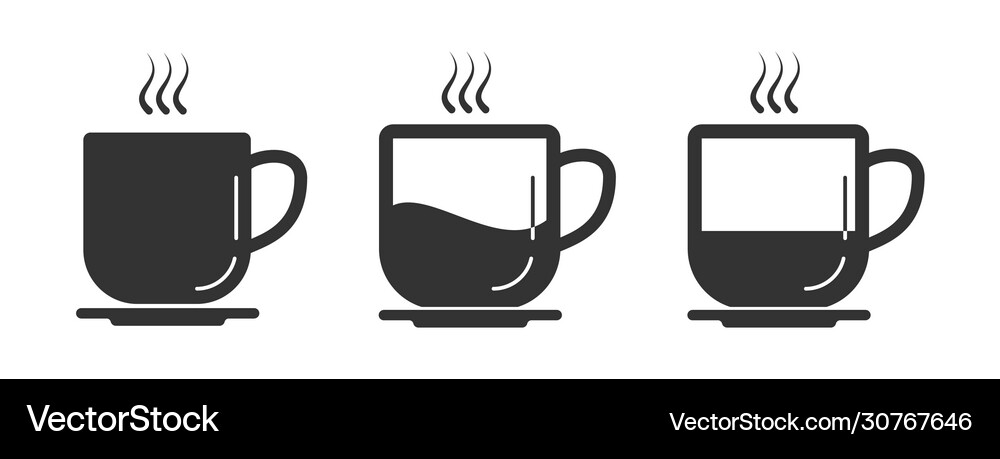 Set coffee cup icons simple stock design Vector Image