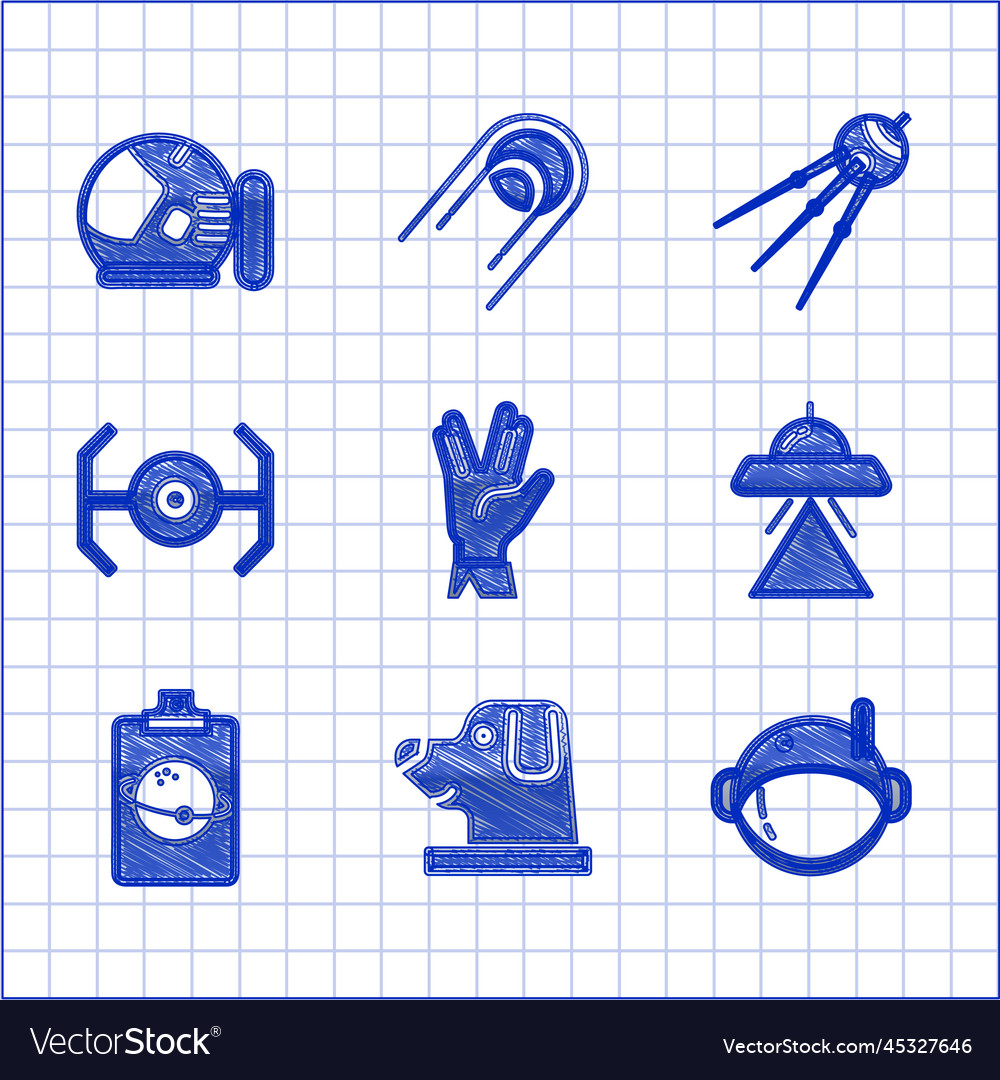 Set vulcan salute dog in astronaut helmet Vector Image Set vulcan salute dog in astronaut helmet Vector Image