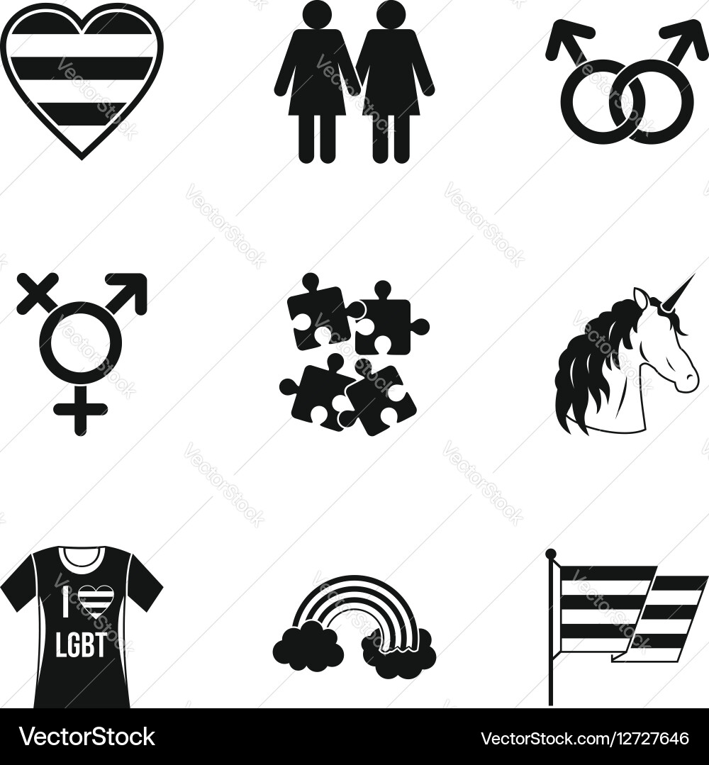 Sexual minorities icons set simple style Vector Image