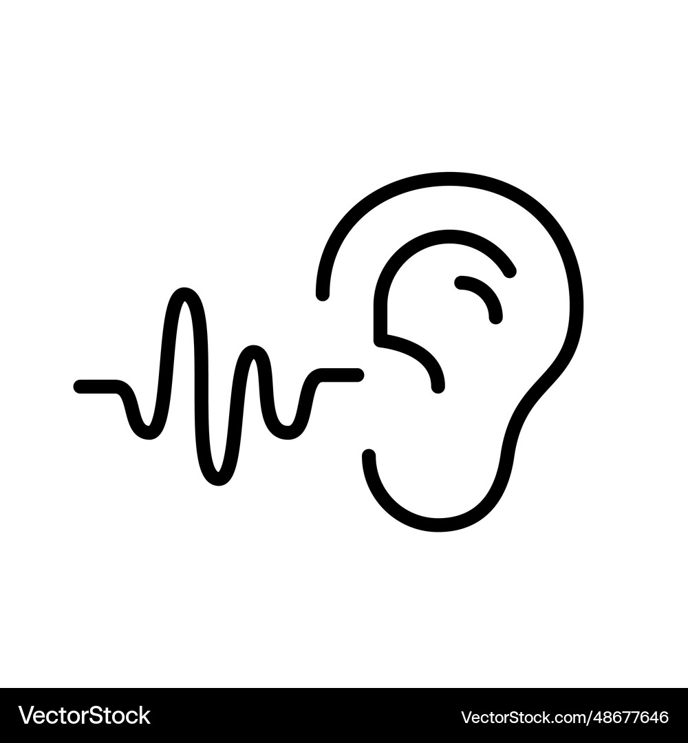 Sound waves coming into an ear pixel perfect Vector Image