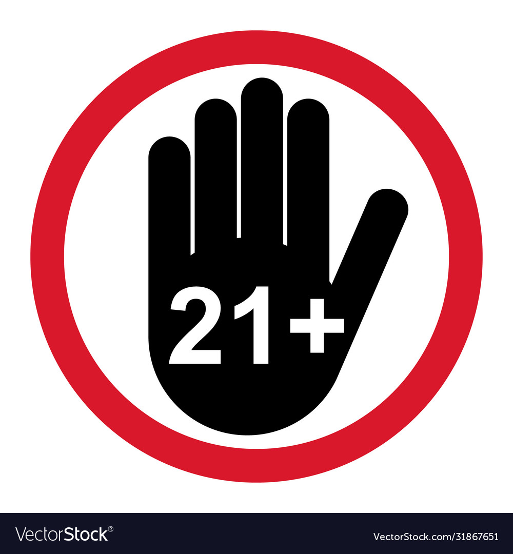 21 restriction flat sign with hand isolated Vector Image 21 restriction flat sign with hand isolated Vector Image