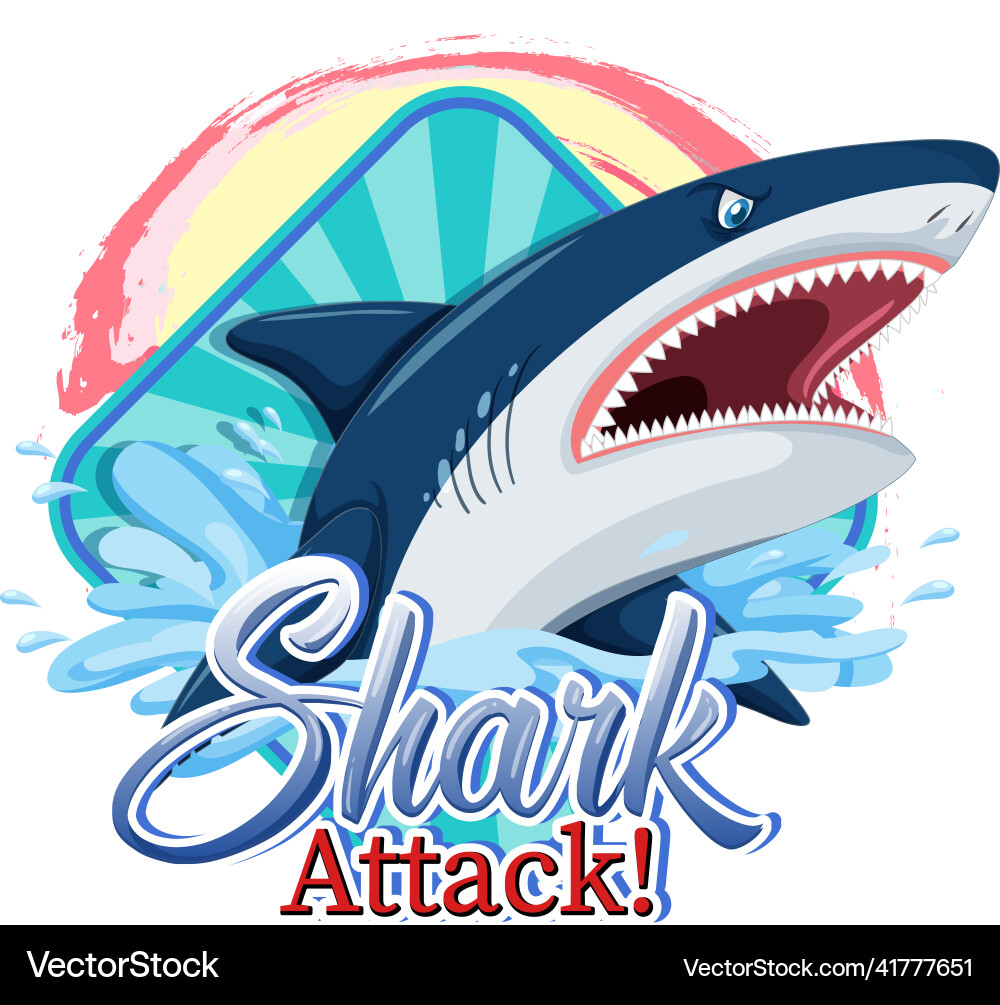 A marine logo with big blue shark Royalty Free Vector Image