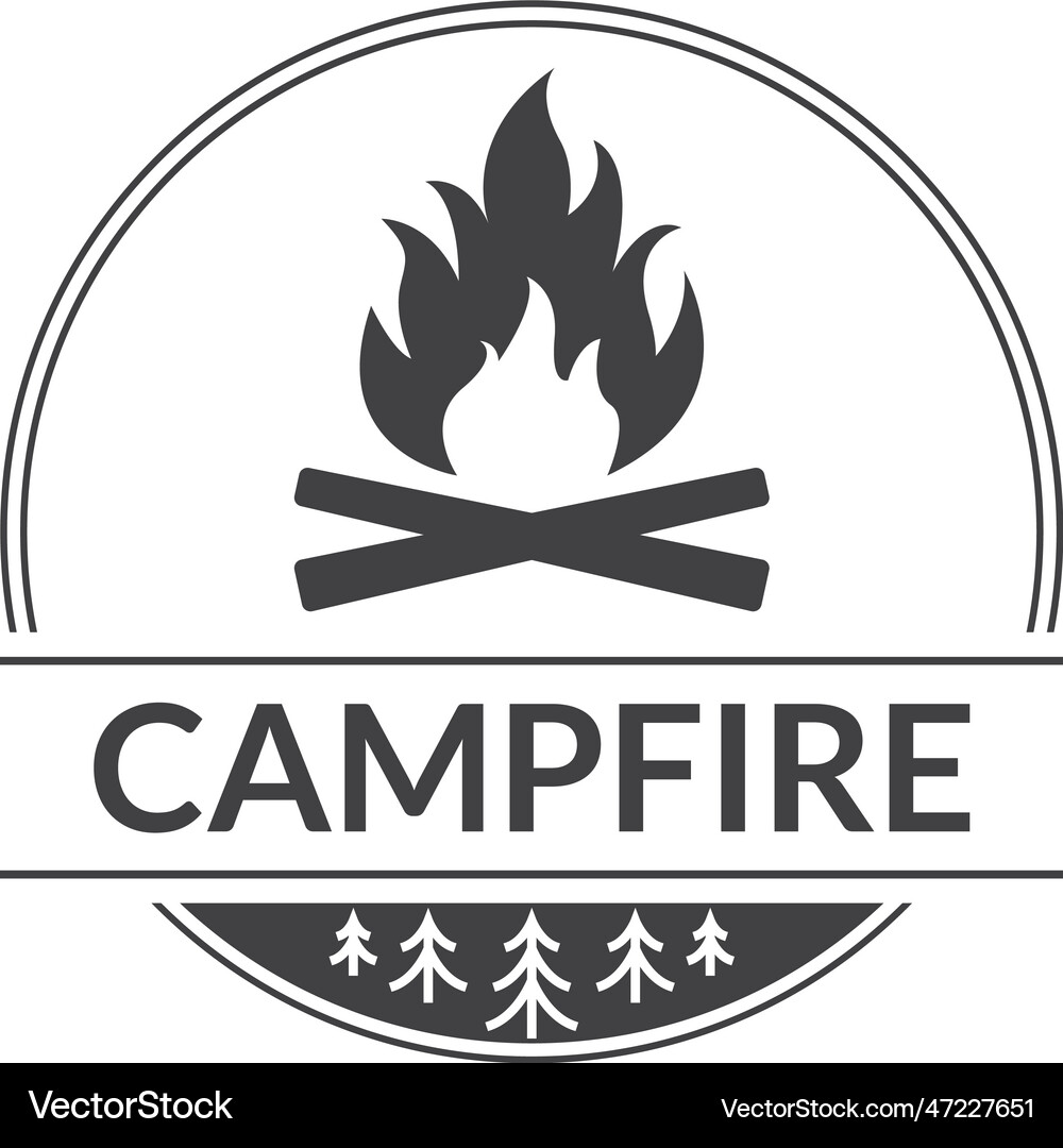 Campfire logo or badge fire bonfire symbol Vector Image
