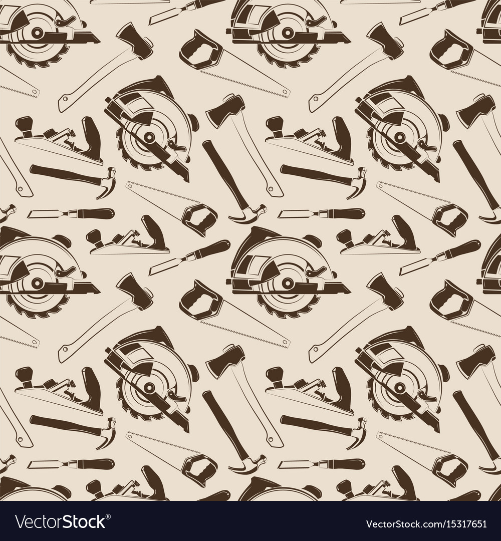 Carpentry tools seamless pattern design Royalty Free Vector