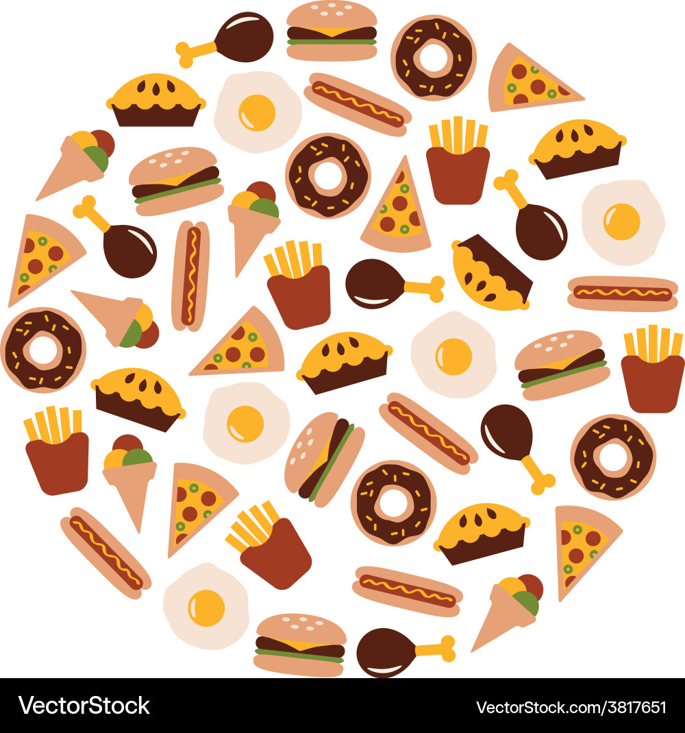 Food flat icons in circle Royalty Free Vector Image