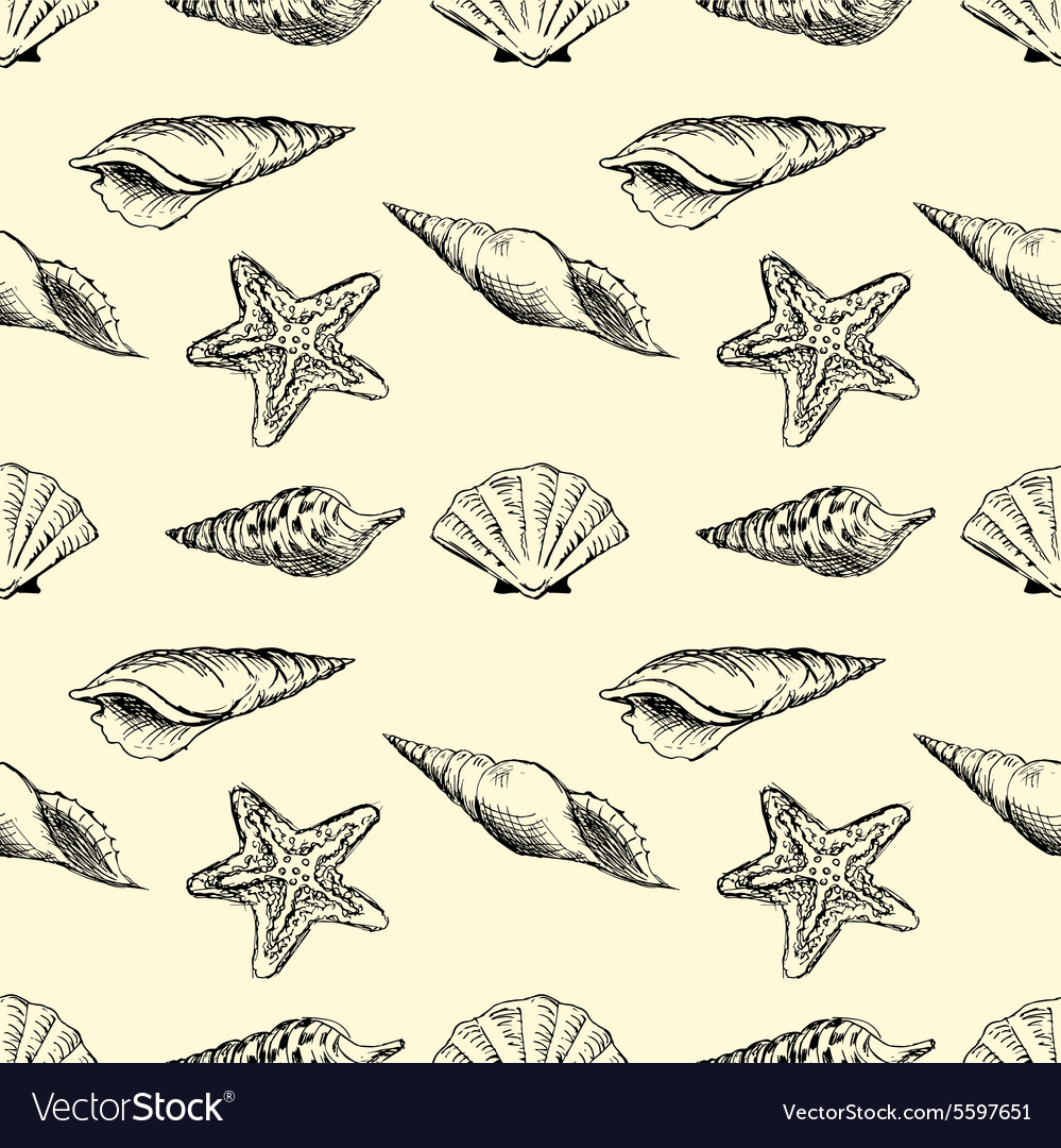 Ink shells pattern Royalty Free Vector Image - VectorStock