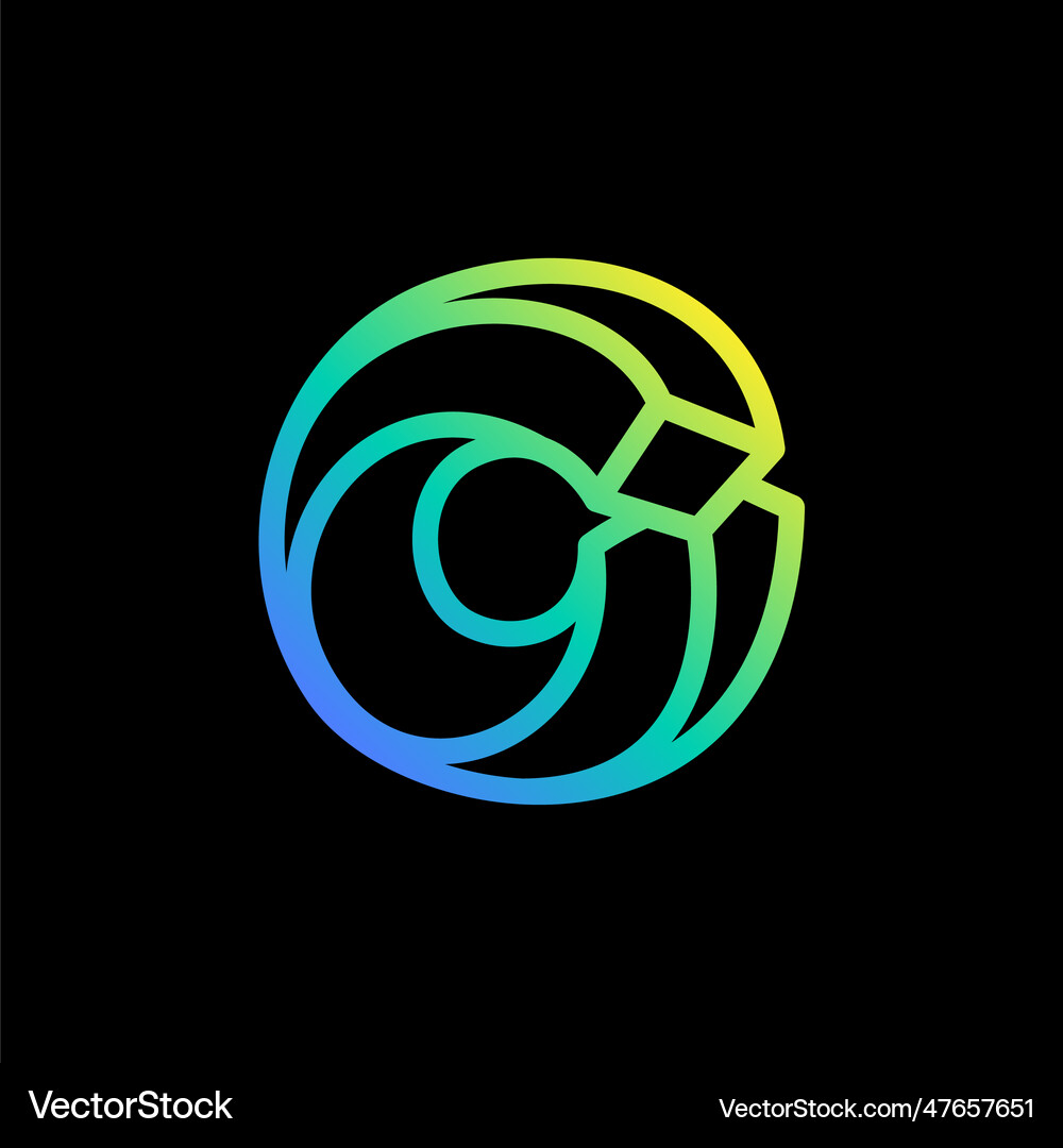 Isometric o letter logo neon lights emblem Vector Image