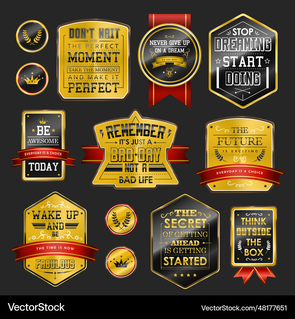Premium quality sparkling golden labels collection