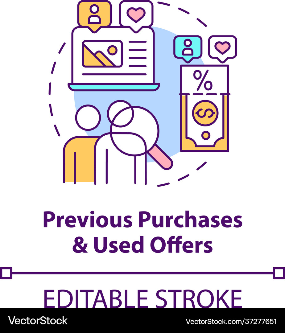 Previous purchases and used offers concept icon Vector Image