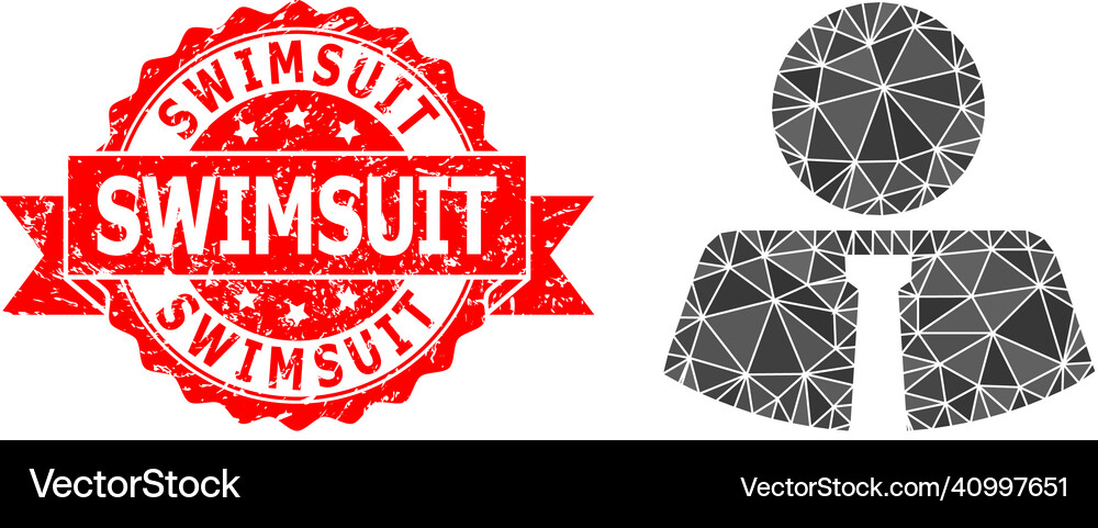 Scratched swimsuit stamp and mister low-poly Vector Image