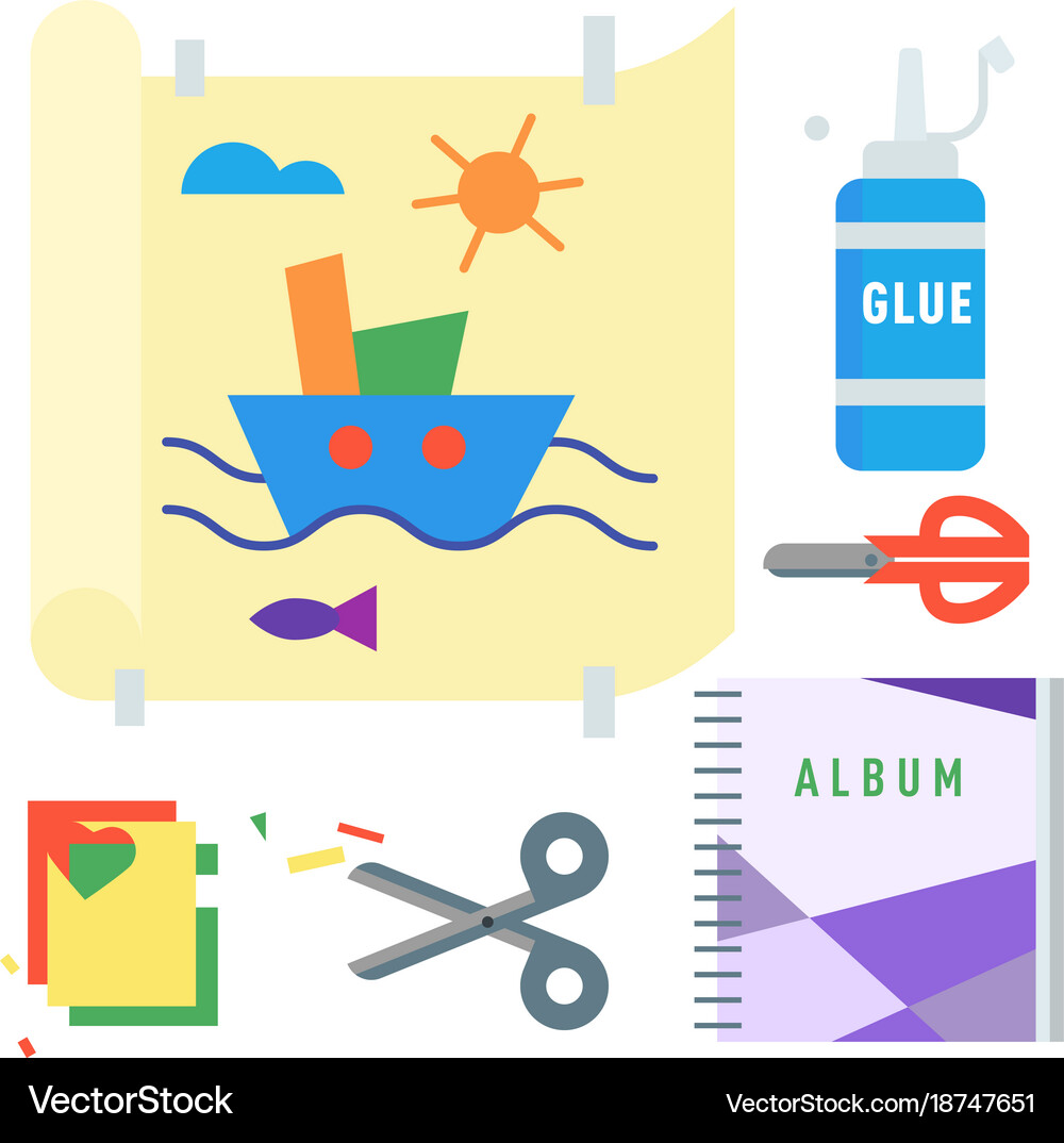 Themed kids creativity creation symbols poster Vector Image