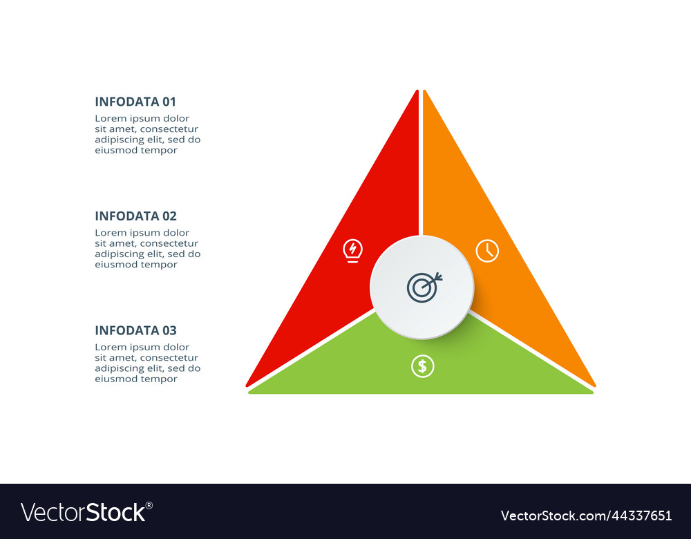 Triangle with 3 elements infographic template Vector Image