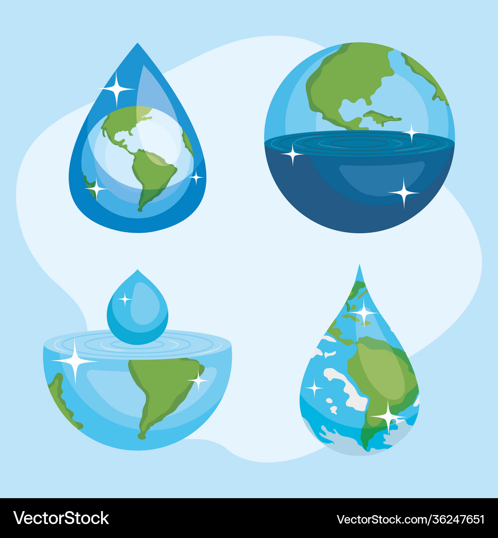 Water and earth icon set colorful design Vector Image